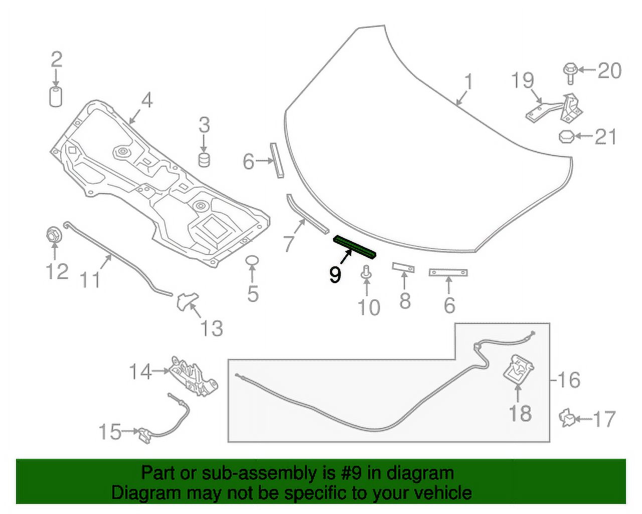New Genuine Nissan Seal-Hood 658104BA0A / 65810-4BA0A OEM - Walmart.com