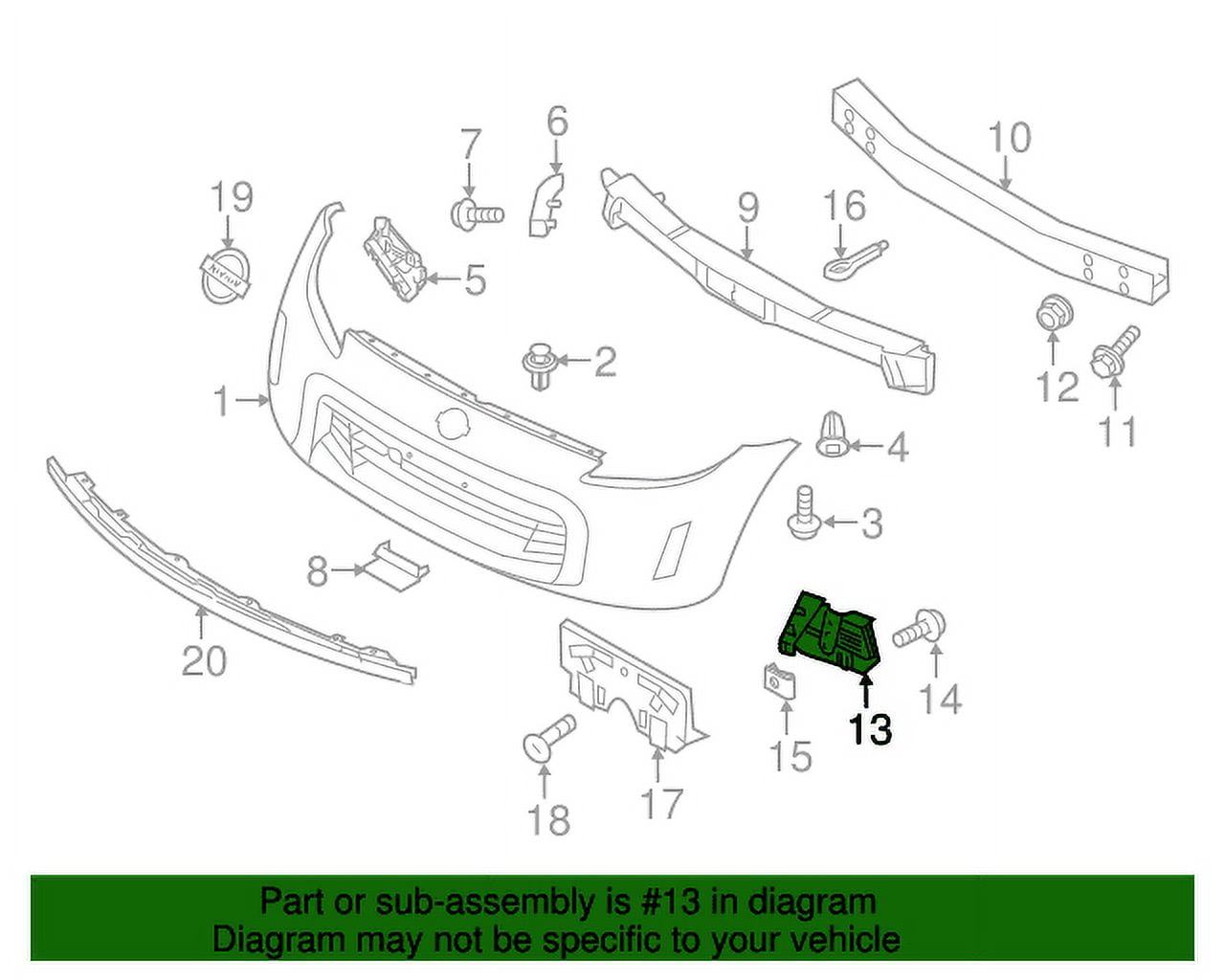 New Genuine Nissan Shield-Sight,Front Bumper Lh 622353GY0A / 62235 ...