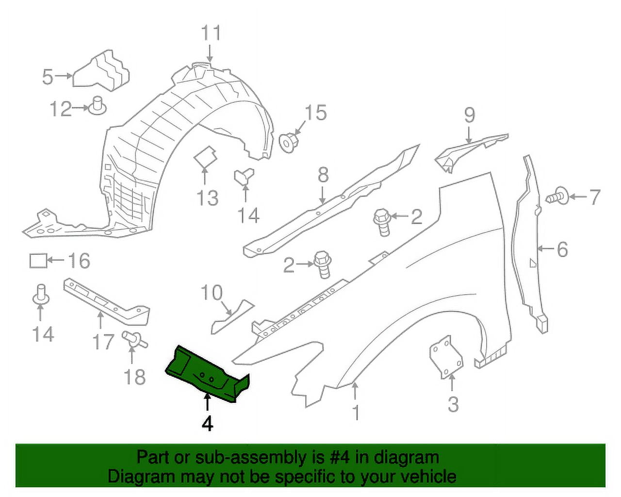 New Genuine Nissan Stay-Front Fender,Lh F31813TAMA / F3181-3TAMA OEM ...