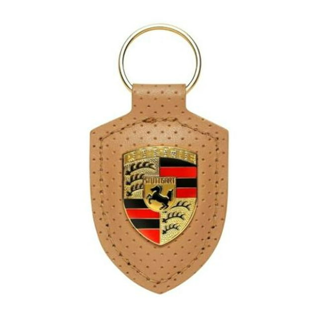 New Genuine Porsche Key Chain Fob Crest Leather Beige WAP0500900LHRT ...