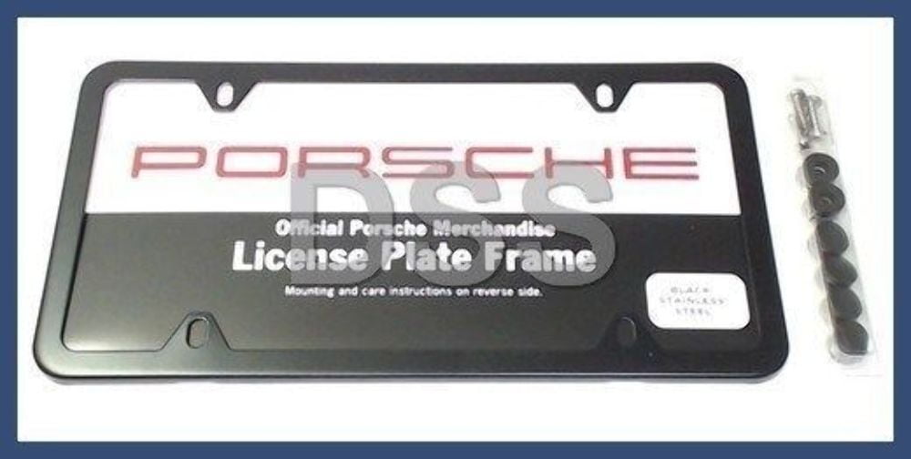 New Genuine Porsche License Plate Frame Black Stainless Slim OE ...