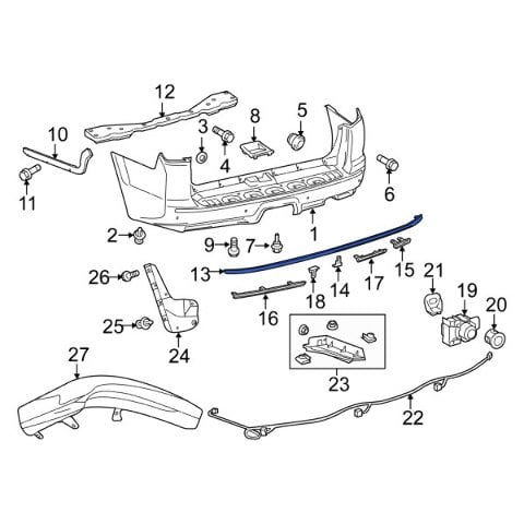 New Genuine Toyota 4Runner Rear Bumper Molding Chrome Trim Center OE ...