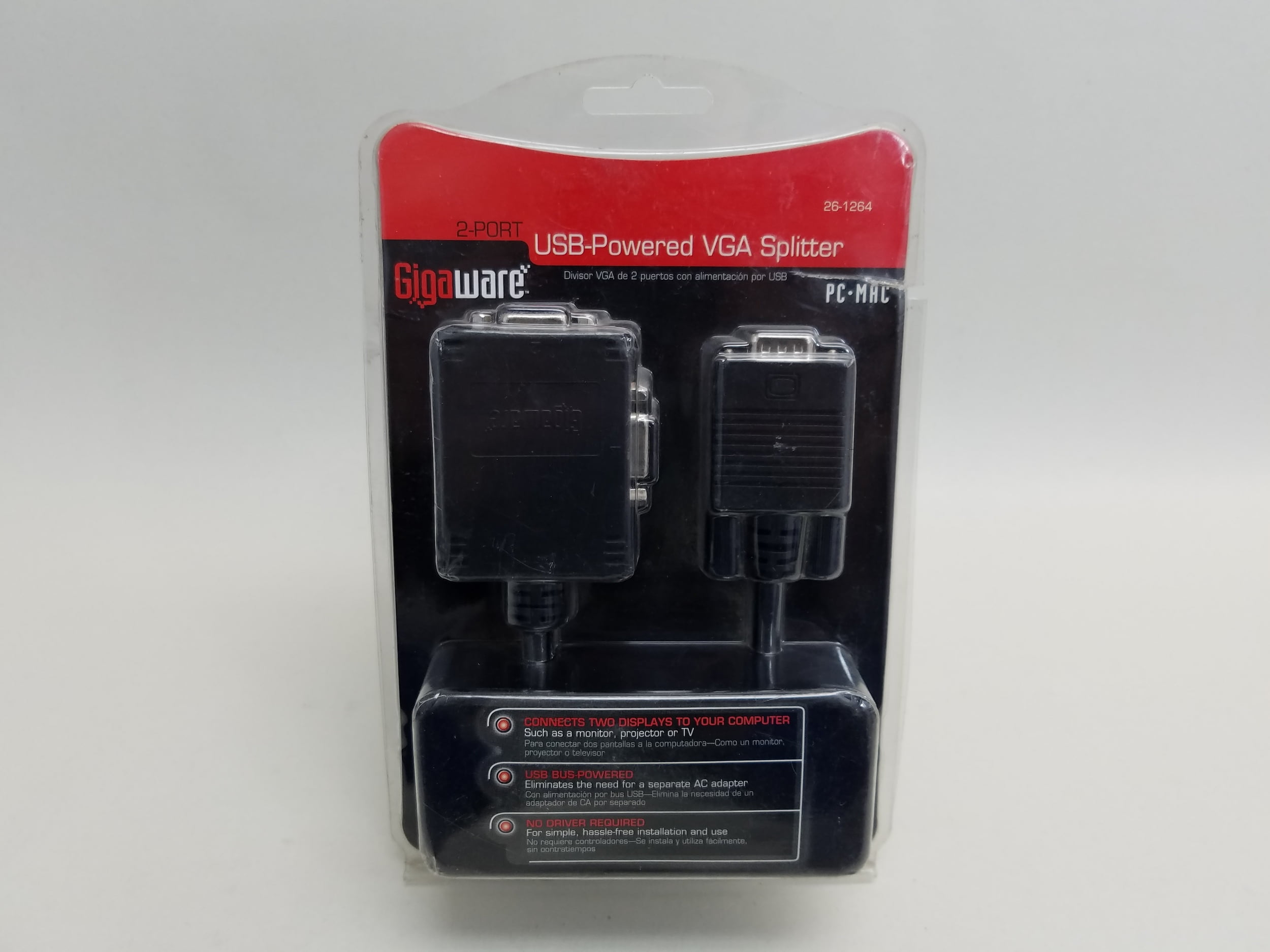New Gigaware 26-1264 2-Port USB Powered VGA Splitter PC/Mac - Walmart.com