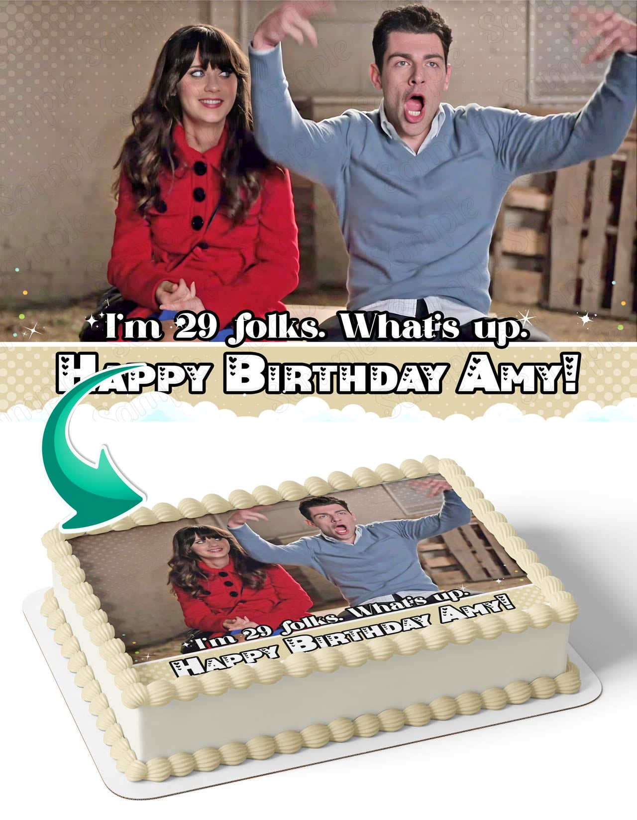 New Girl 29 TWENTY NINE Schmidt Jessica Day Edible Cake Image Topper ...