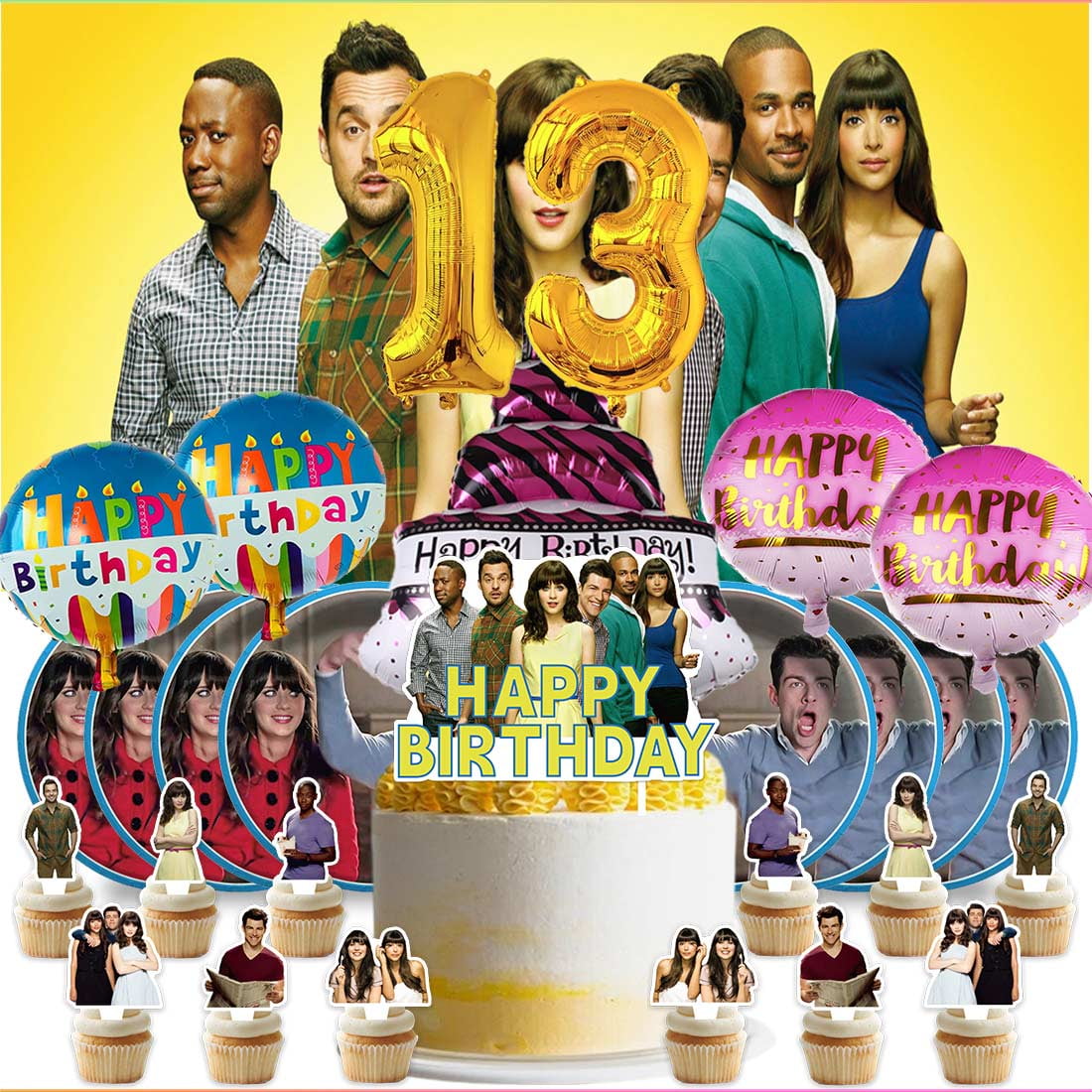 New Girl Twenty Nine 13th Tableware Balloons Cake Toppers Backdrop ...