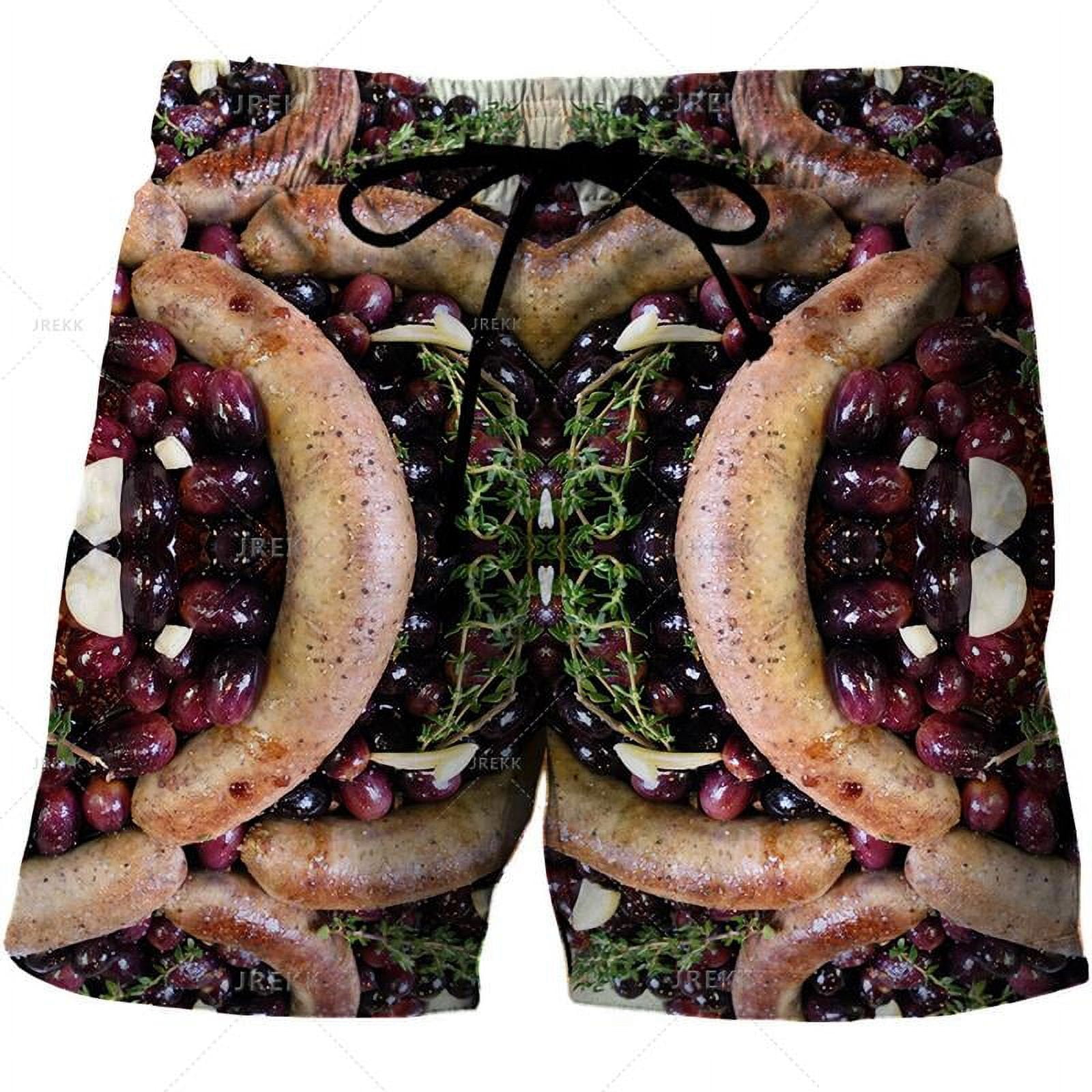 New Gourmet Food Graphic Beach Grilled Sausage Shorts For Men 3D ...