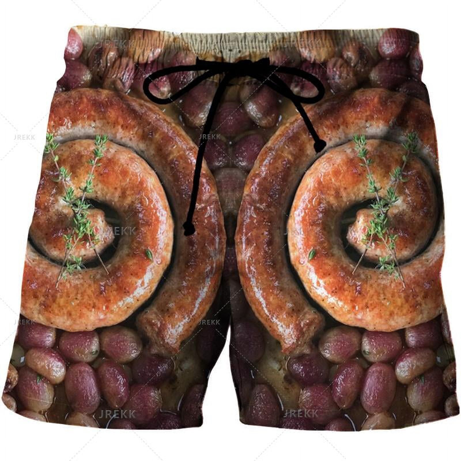 New Gourmet Food Graphic Beach Grilled Sausage Shorts For Men 3D ...