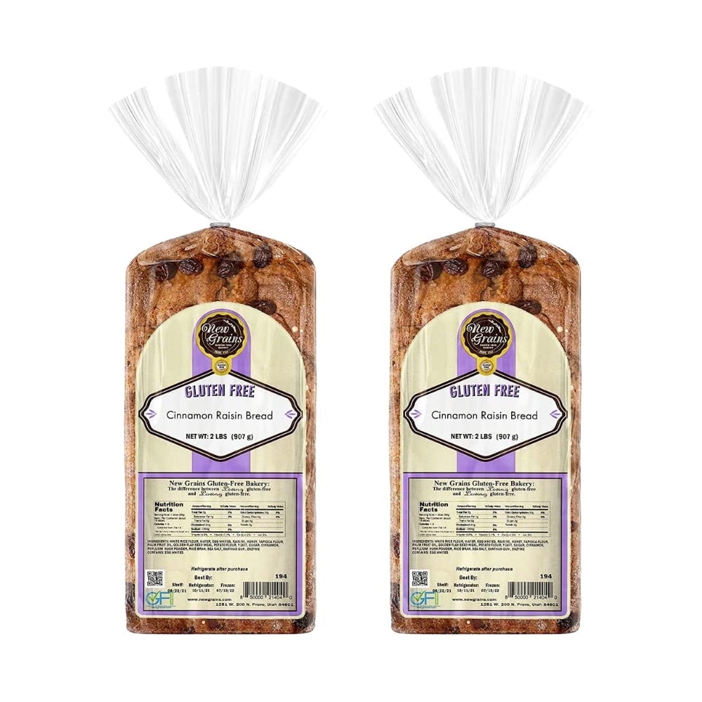 New Grains Artisan Cinnamon Raisin Bread, 2 Pack, 2 lb each | Gluten ...