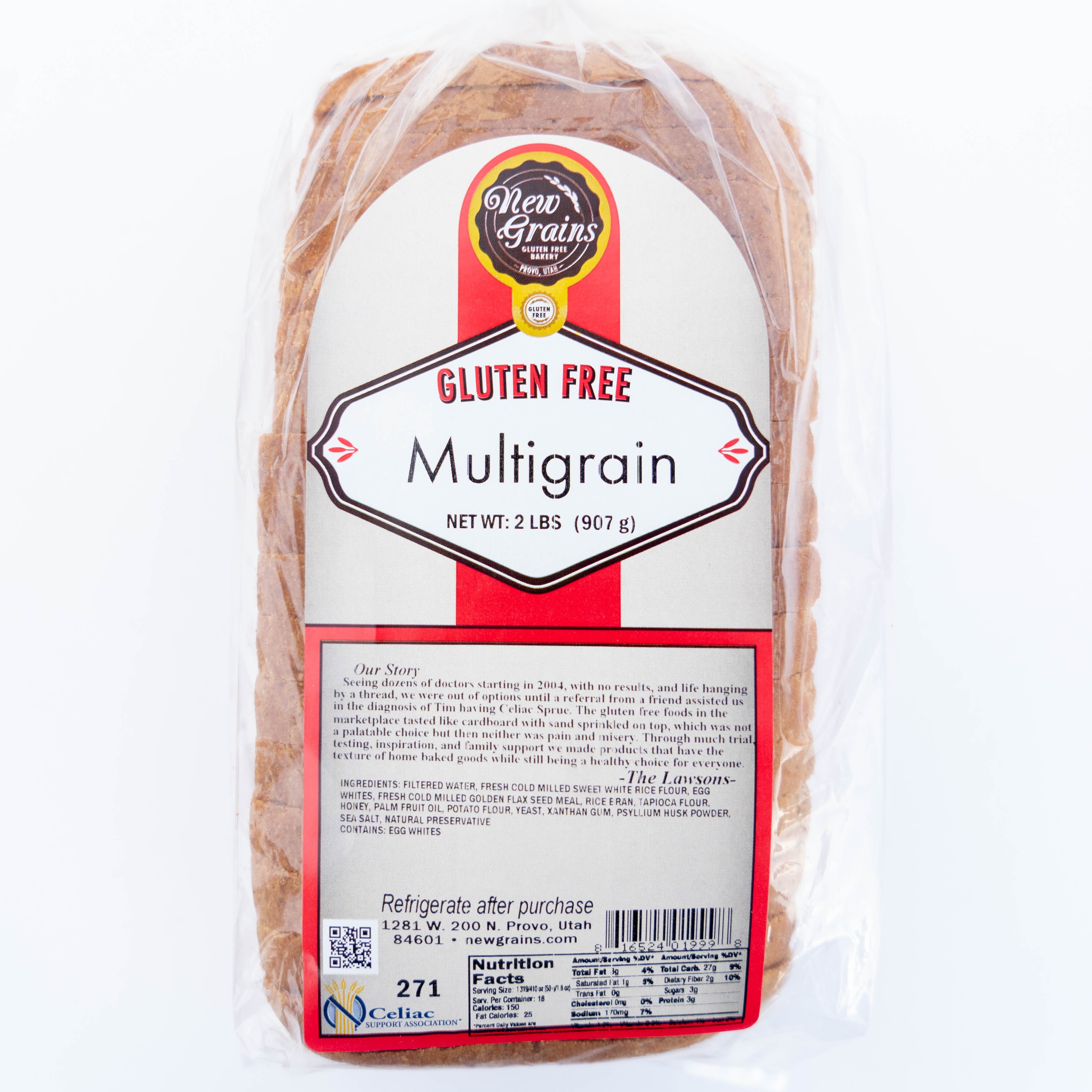 New Grains Natural Sliced Multigrain Bread, 2 LB Gluten-Free Loaf ...