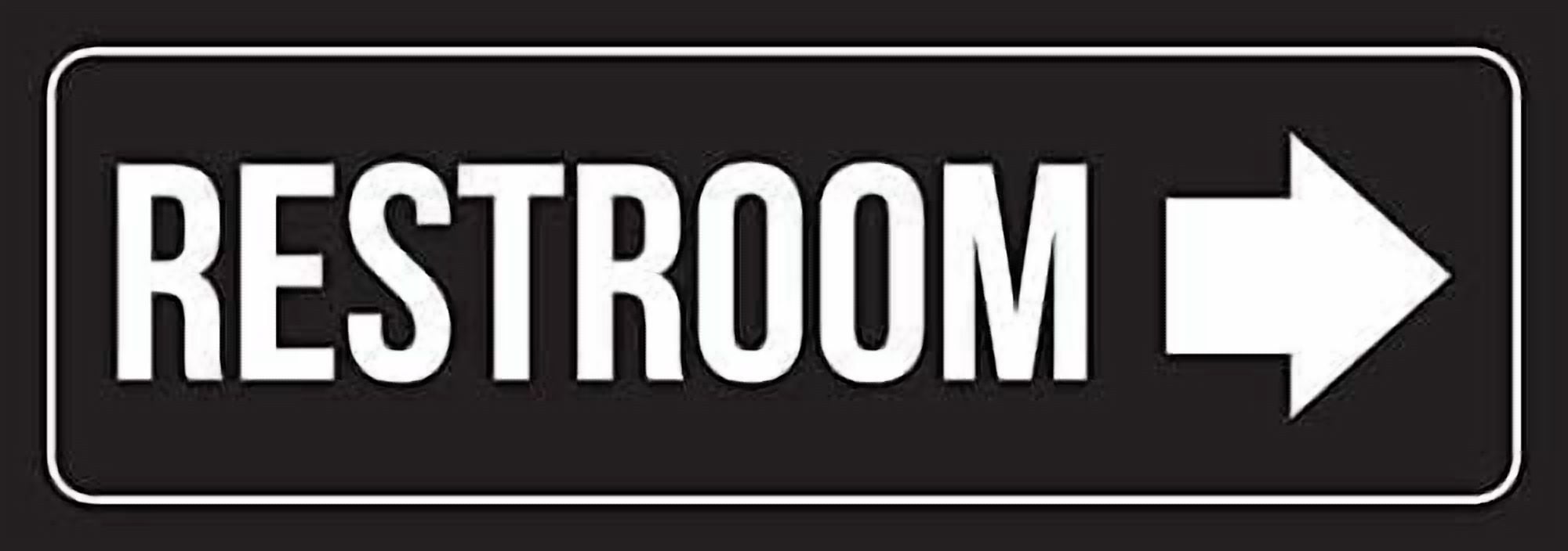 New Great Black Background with White Font Restroom Right Arrow Plastic ...