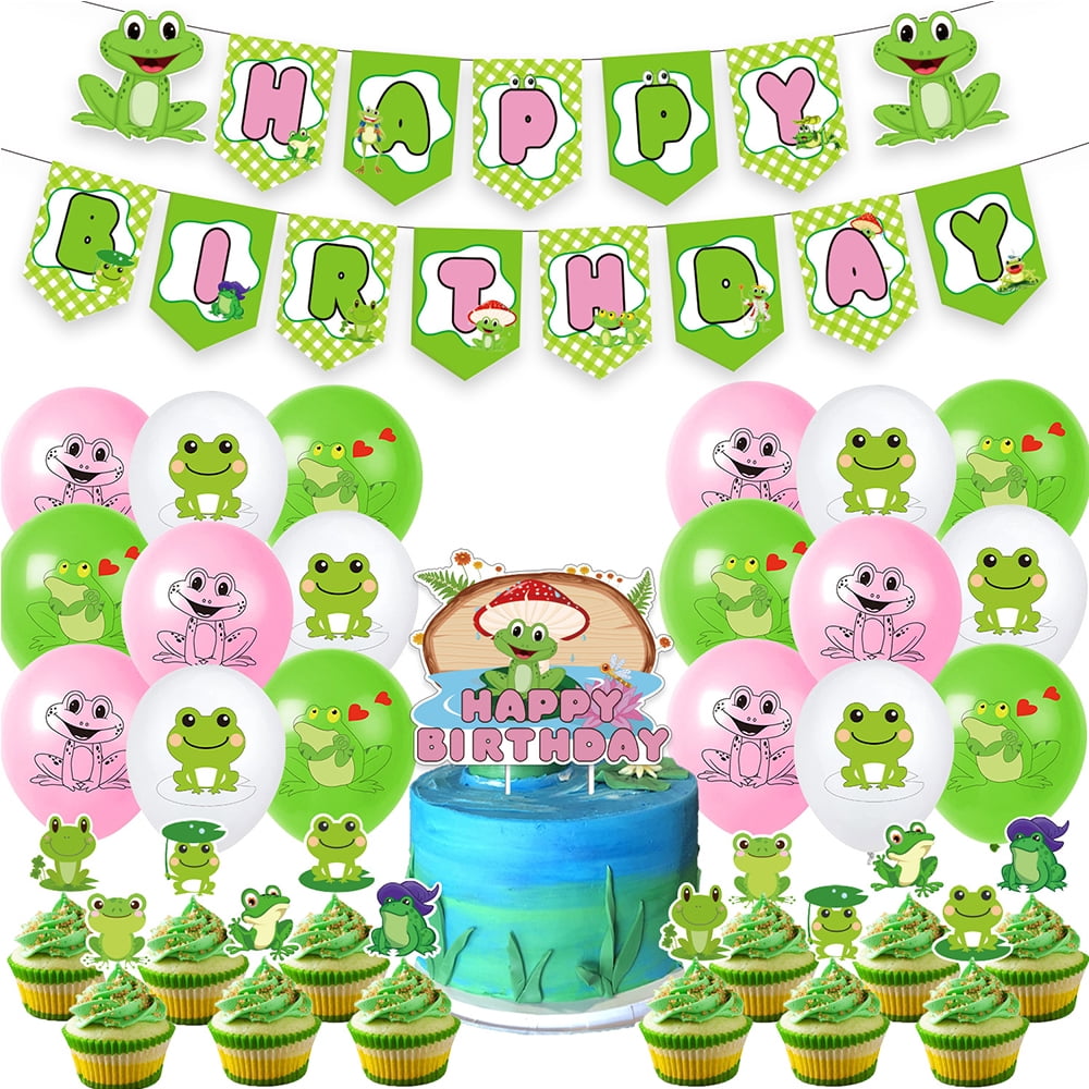 New Green Frogs Theme Birthday Party Supplies Child Cartoon Letter ...