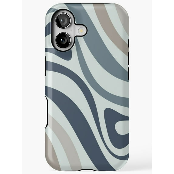 New Groove Retro Swirl Neutral Ice Blue iPhone Case 11 12 13 14 15 16 ...