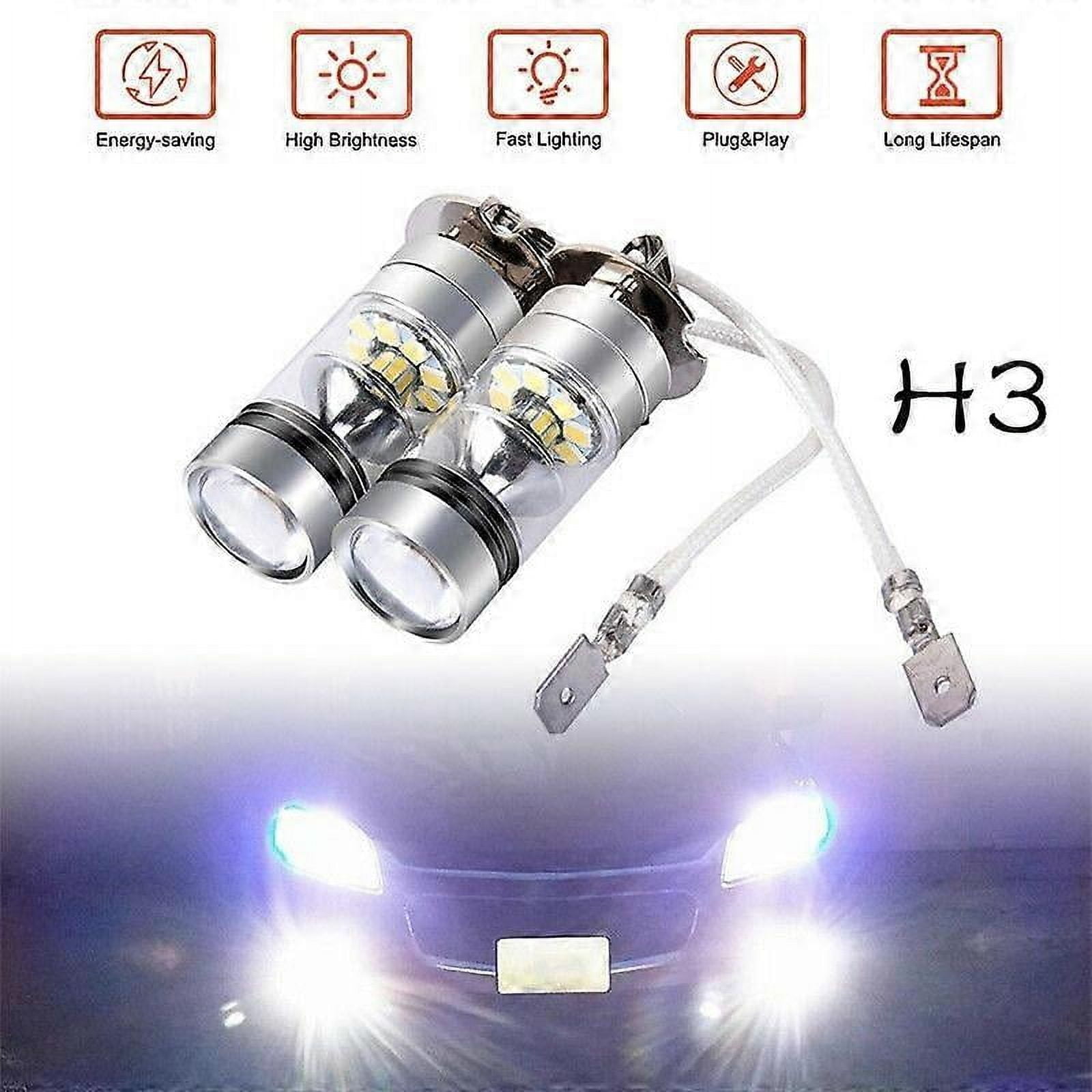 New H3 LED Foglights Conversion Kit Bulbs High Low Beam 100W 6000K ...