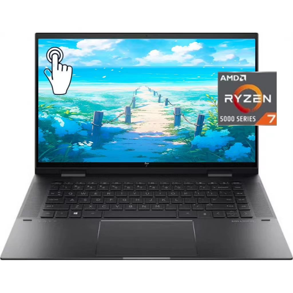 New HP Envy x360 2-in-1 Flip Laptop, 15.6" Full HD Touchscreen, AMD ...