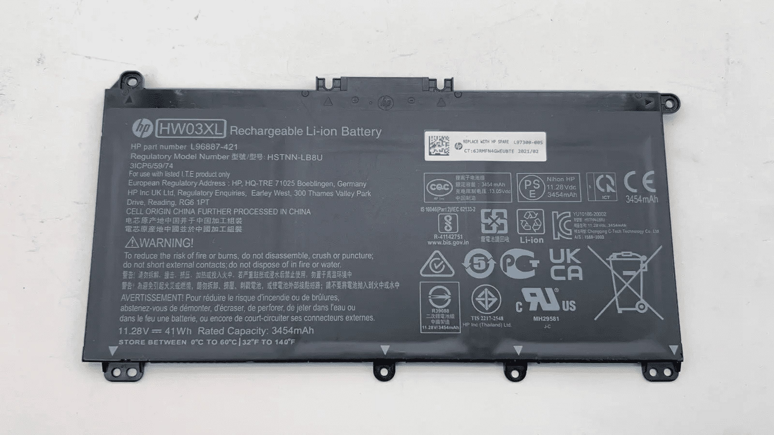 New HW03XL HP LAPTOP Battery 3Cell 41Wh 3.72Ah Pavilion 15-Eg0073Cl5 ...