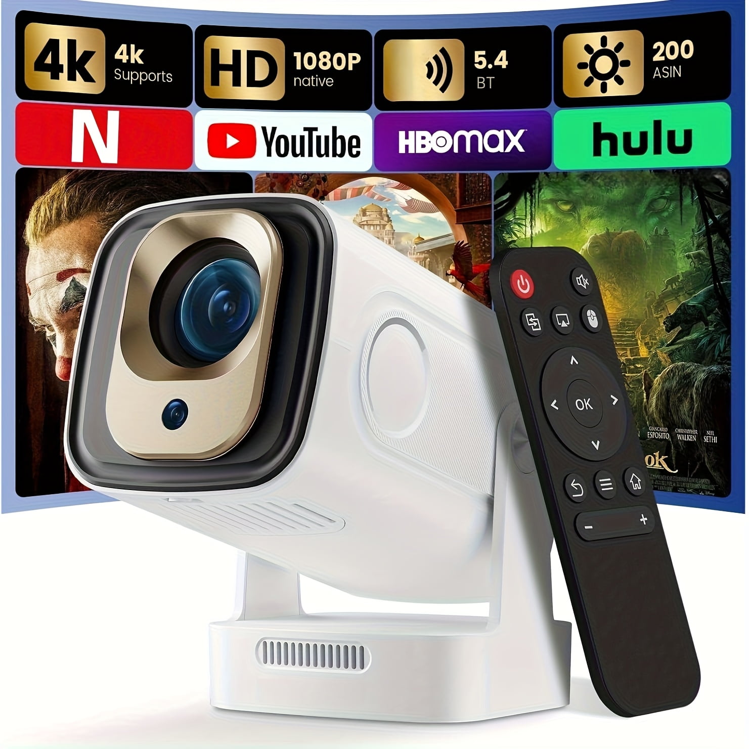 New HY300Pro Upgraded Projector | Native 720P with 4K Support, Android ...