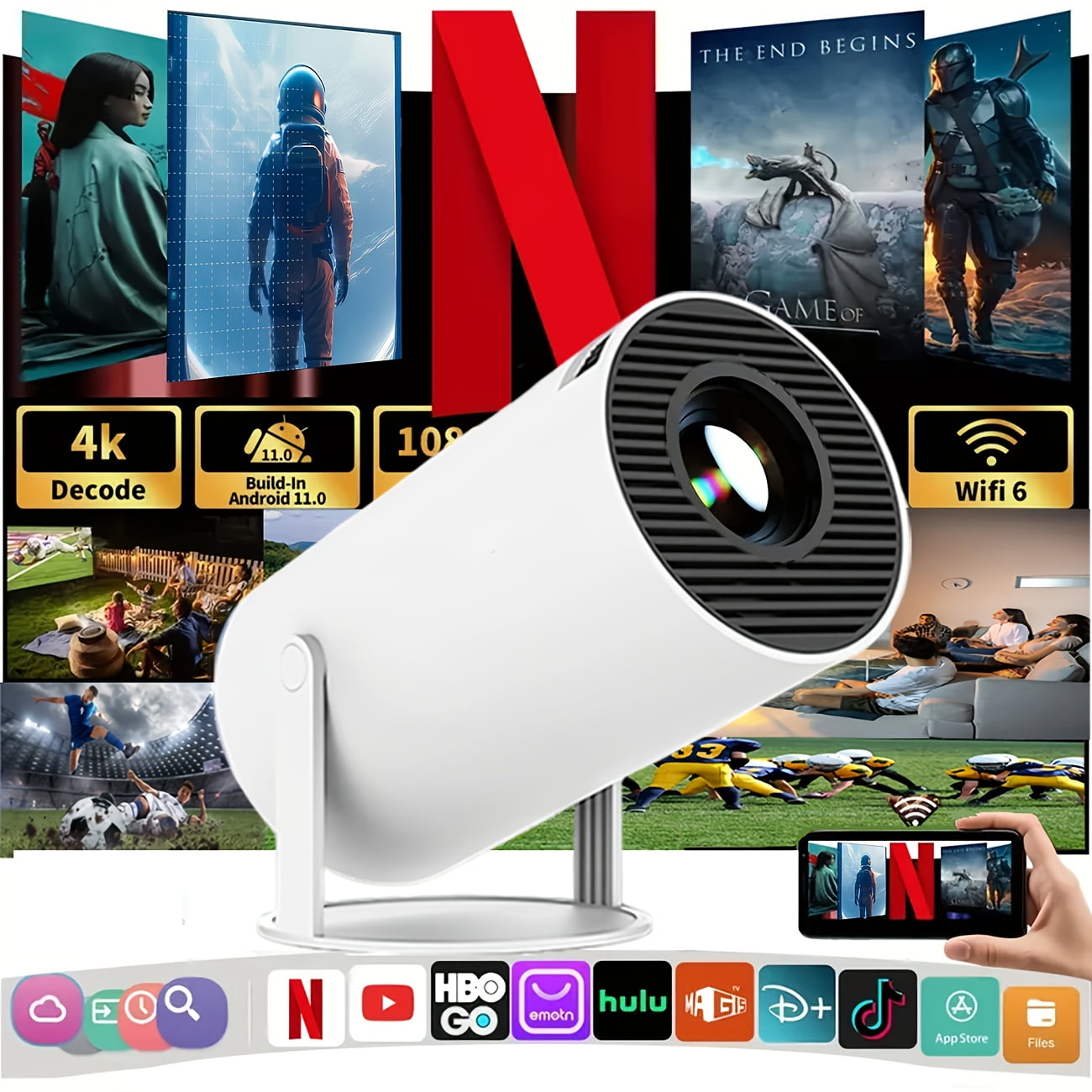 New HY300pro, HY300 Upgrade, Compatible With Android13.0, Branco 110V ...
