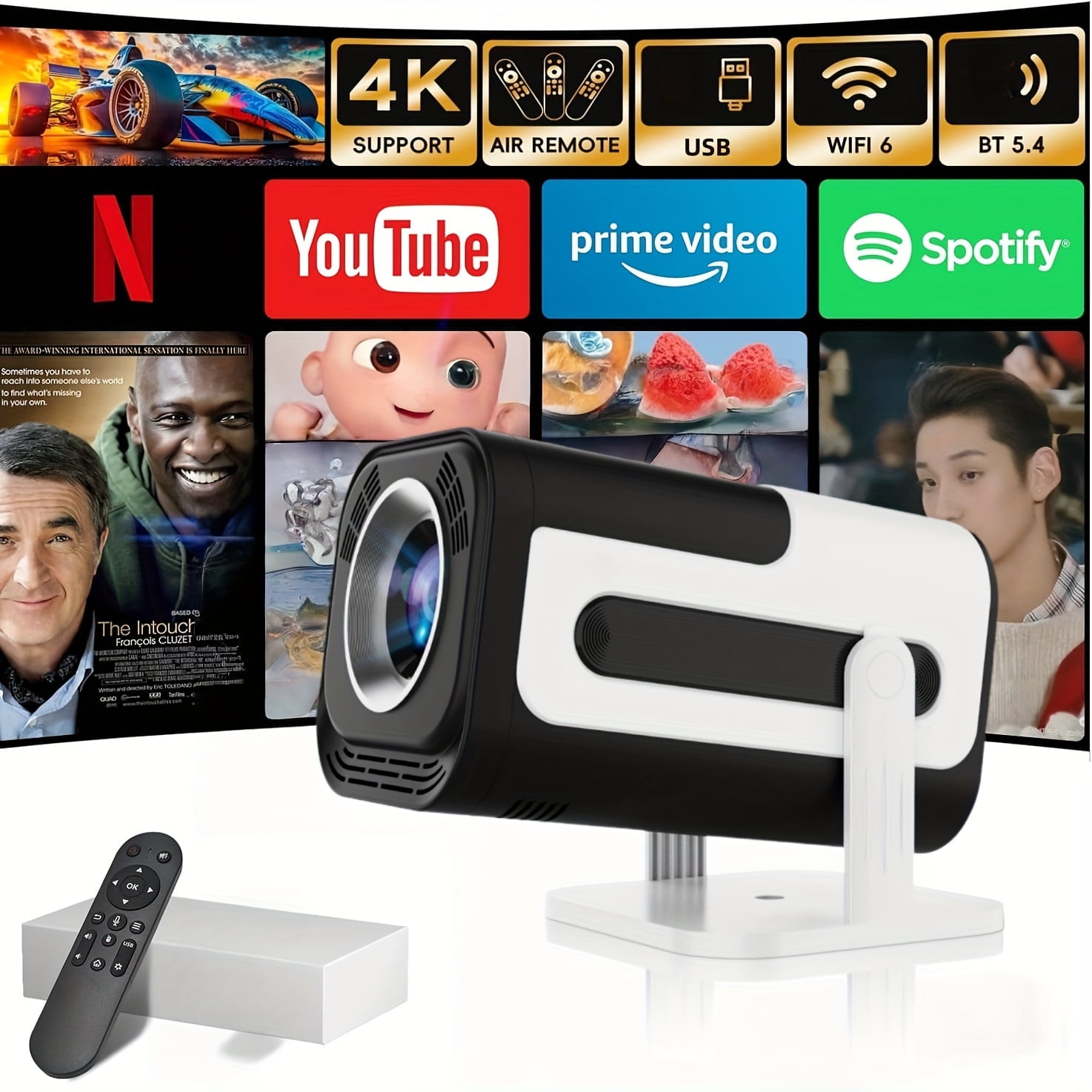 New HY300pro, HY300 Upgrade, Native 720P Supports 4K, Compatible with Android13.0, Branco 110V ...