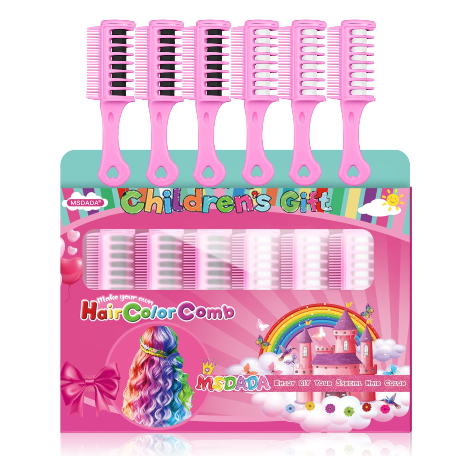 New Hair Chalk Comb for Girls Kids, Washable Temporary Hair Color Dye ...