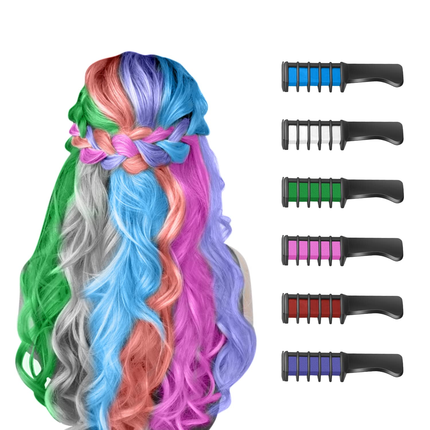 New Hair Chalk Comb Temporary Hair Color Dye for Girls Kids, Washable ...