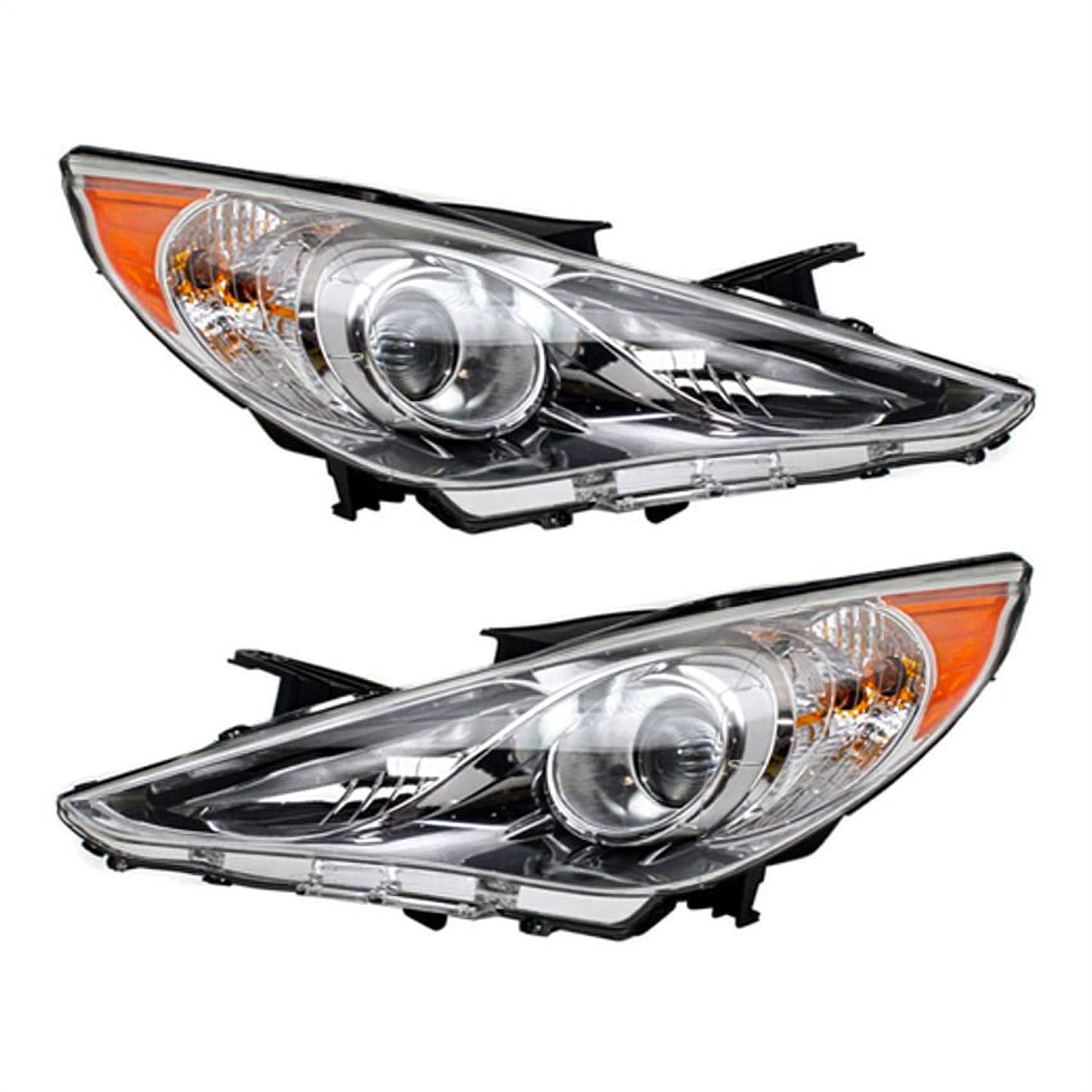 New Pair Of Halogen Headlight Compatible With Hyundai Sonata 2011-2014 ...