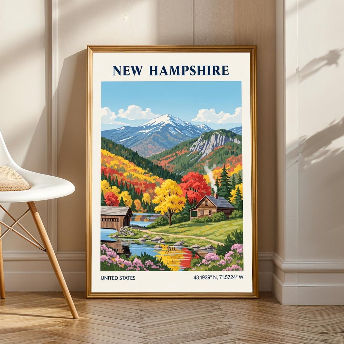 New Hampshire Landscape Poster - Landscape Wall Art - Us State Poster ...
