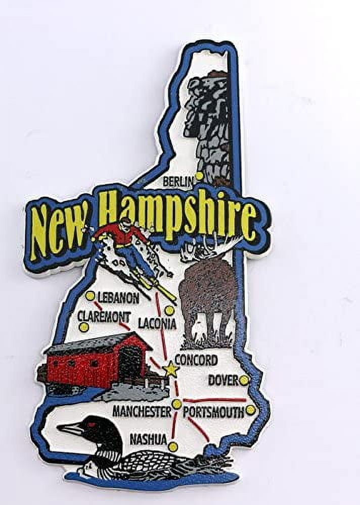 New Hampshire State Map and Landmarks Collage Fridge Souvenir ...