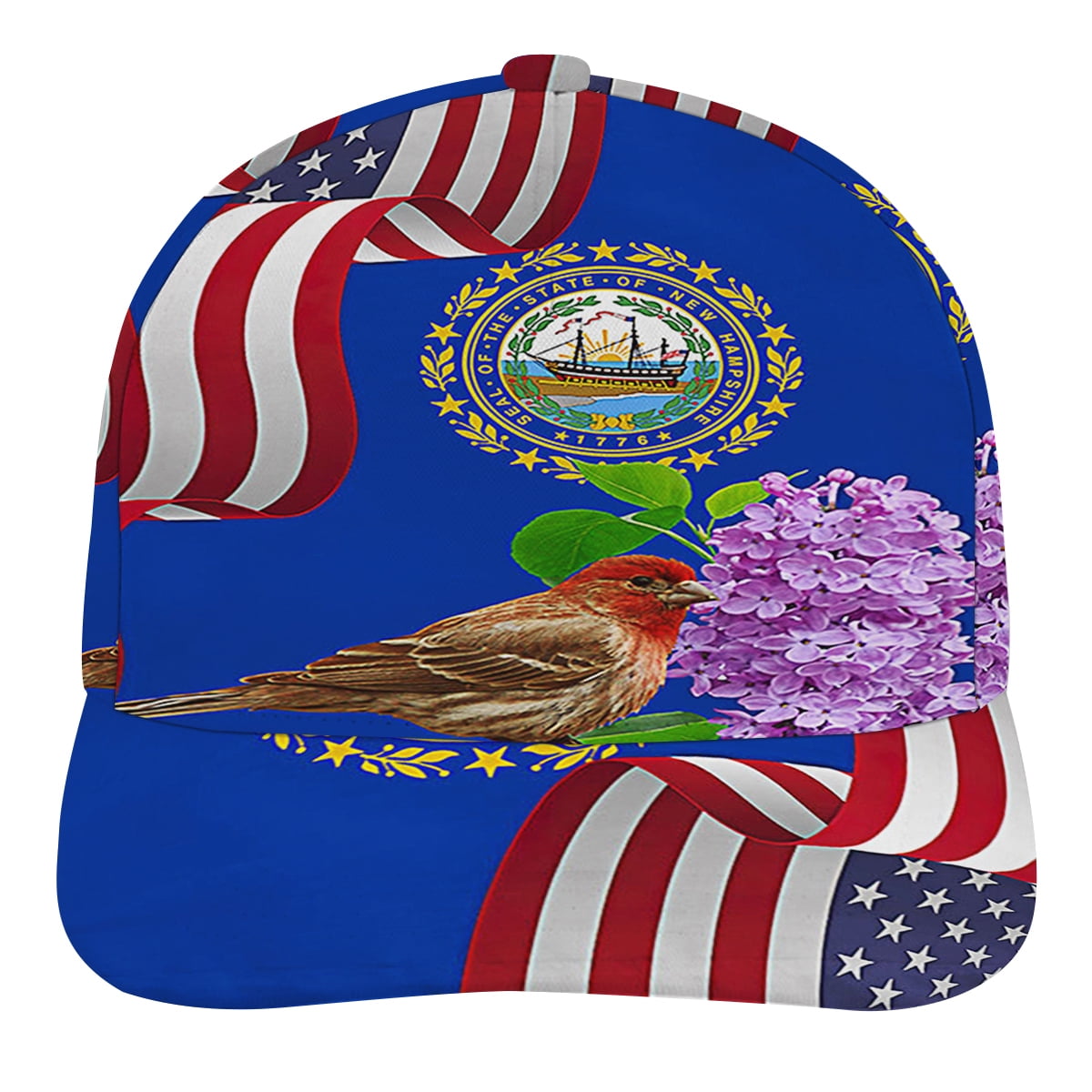 New Hampshire Stte Purple Lilac Flower and Purple Finch Bird baseball ...