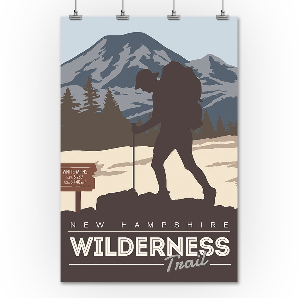 New Hampshire - White Mountains - Backpacker - Vector Style - Lantern ...