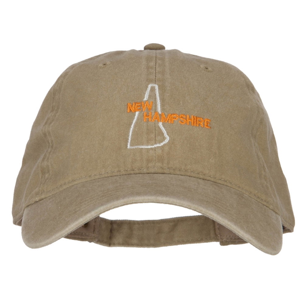 New Hampshire with Map Outline Embroidered Washed Cotton Twill Cap ...