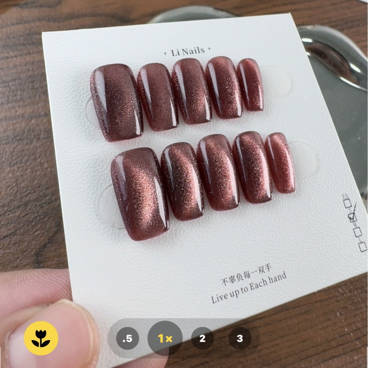 New Handmade Amber Cat - Eye Press - on Nails in Maillard Color System ...