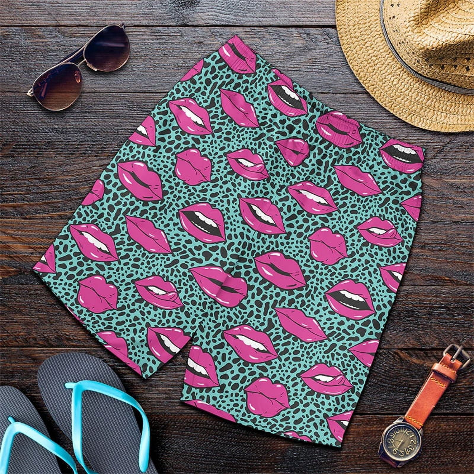 New Harajuku Cartoon Flame Red Lips 3D Printed Beach Shorts Summer ...