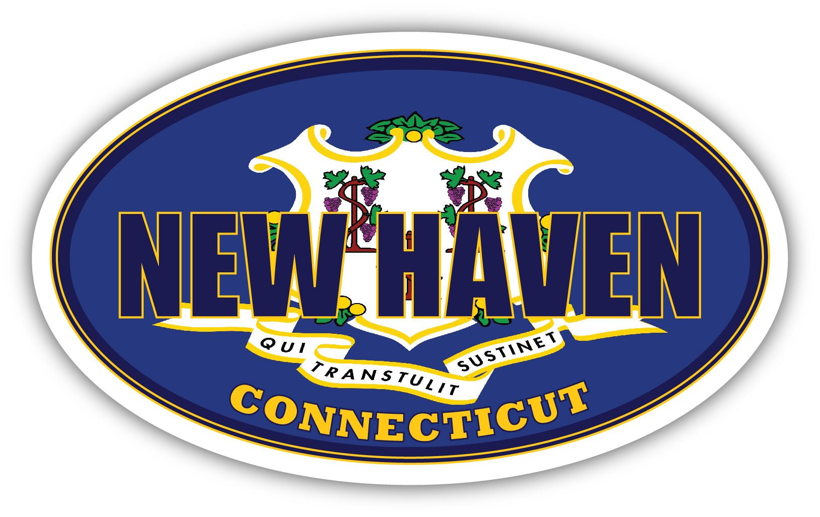New Haven City Connecticut State Flag | CT Flag New Haven County Oval ...