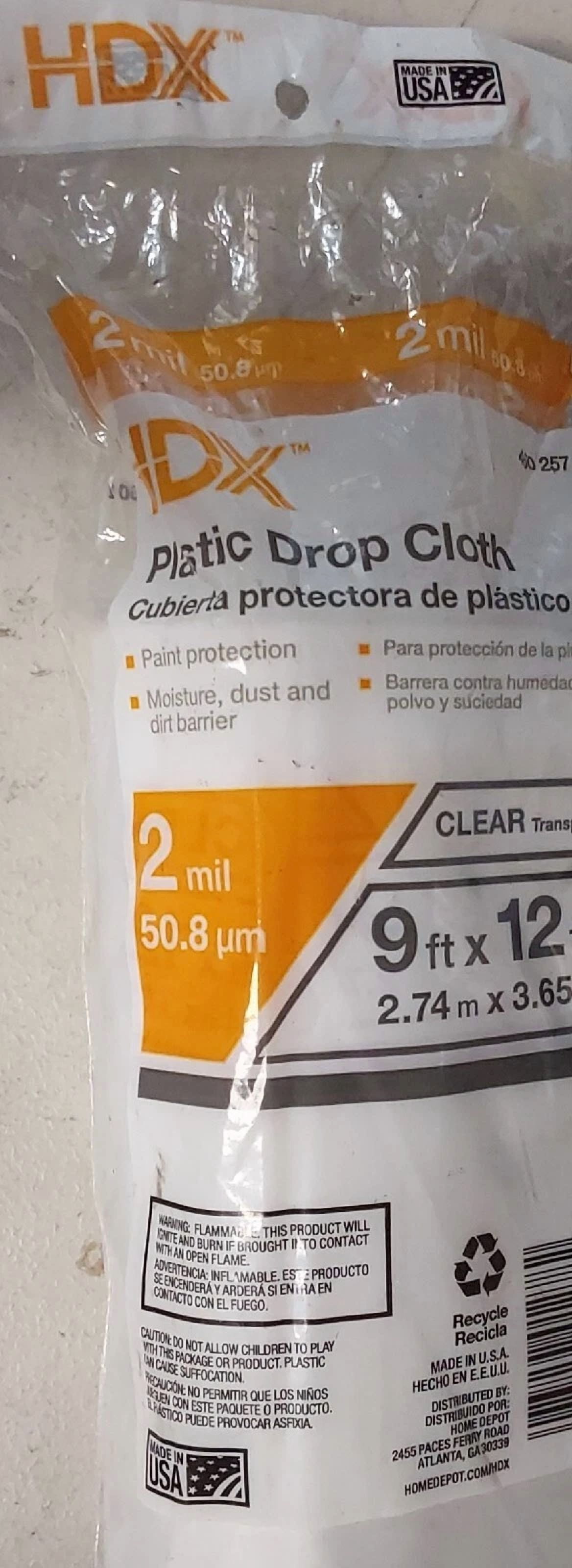 New! Hdx 9 Ft. X 12 Ft. Clear Plastic Drop Cloth - Walmart.com