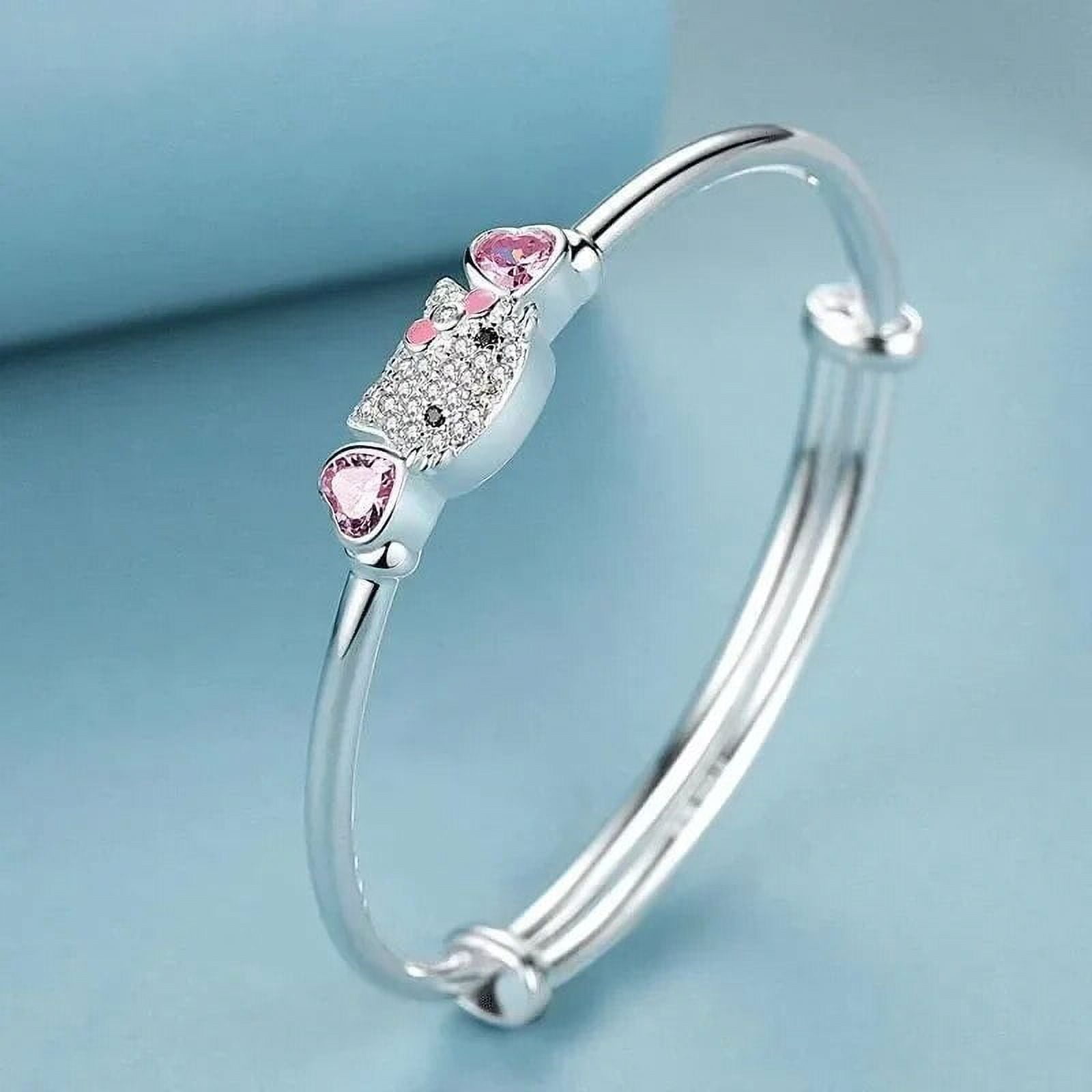 New Hello Kitty Bracelet Crystal Heart Heart Shape Push Pull Bracelet ...