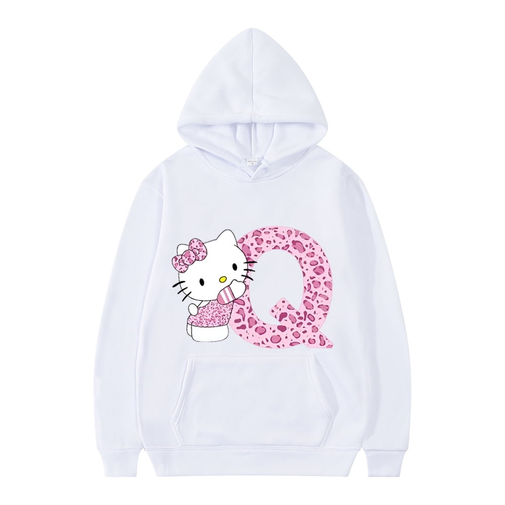 New Hello Kitty Letter A-Z Woman and Men White Long-sleeved Hoodies ...
