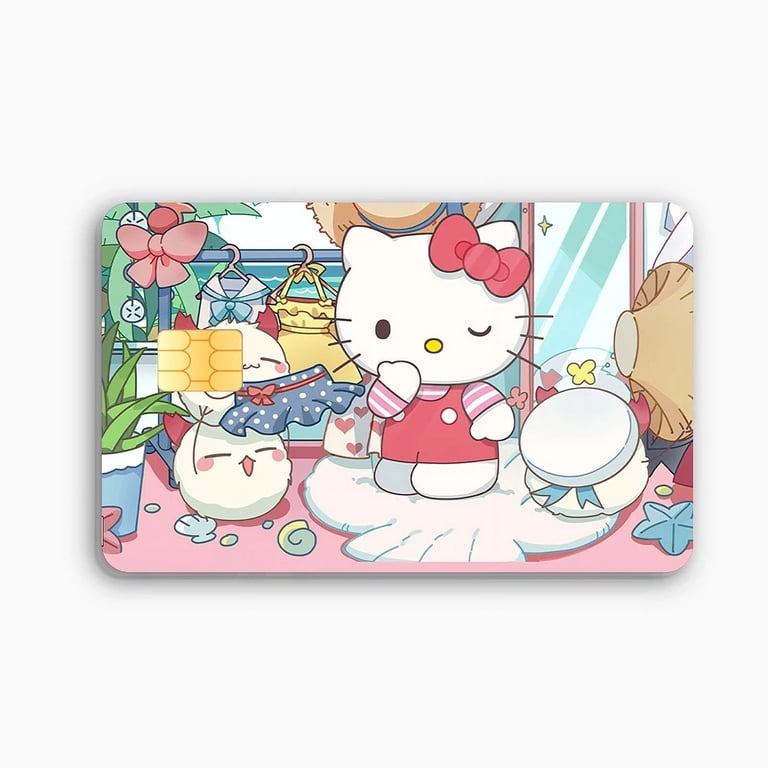 Hello Kitty Debit Card Kawaii New Sanrios Diy Bank Card Sticker Decor