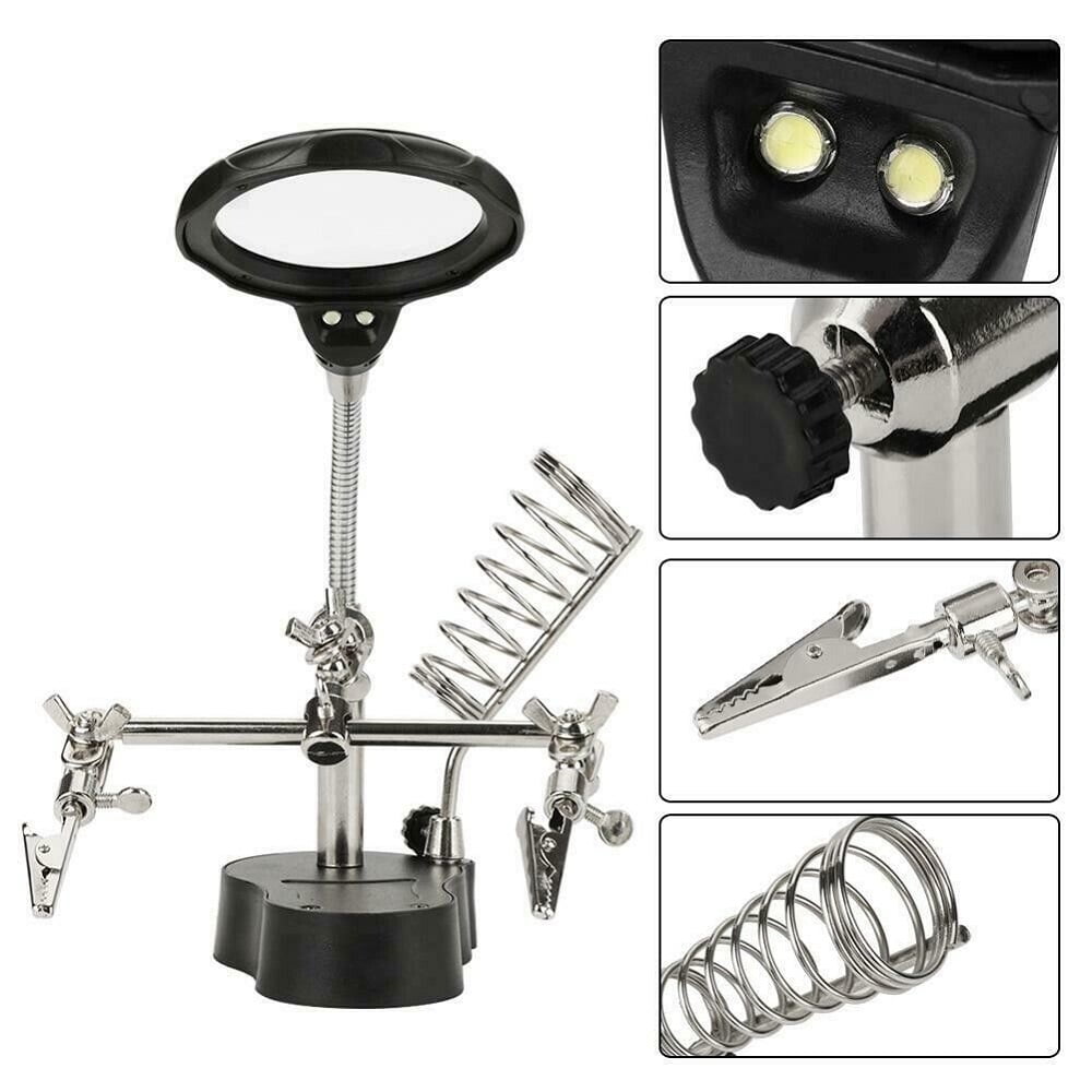 New Helping Third Hand Magnifier Soldering Stand Clamp Holder Alligator ...