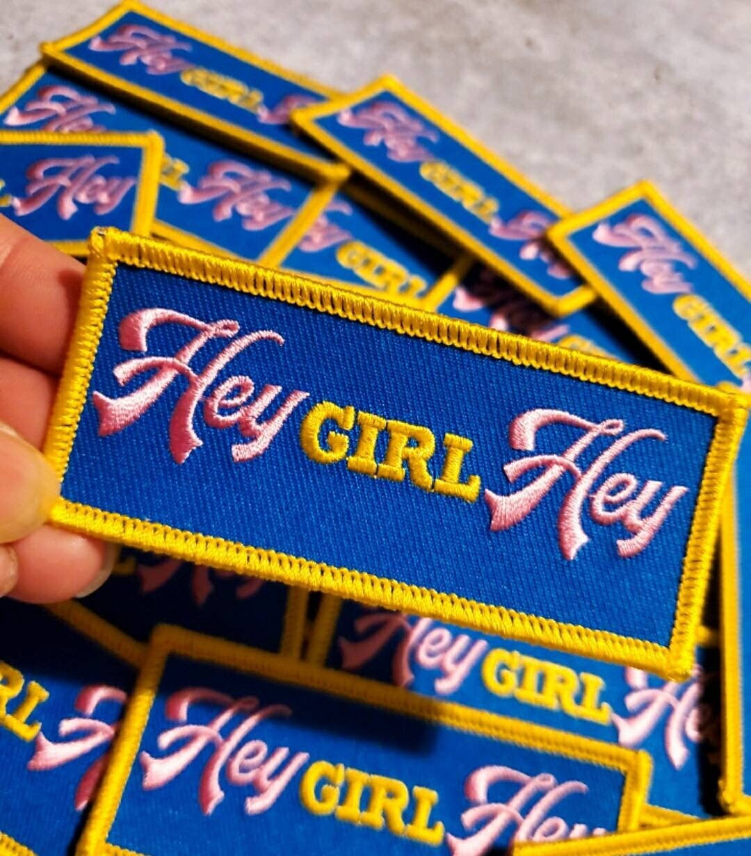 New "Hey Girl Hey," (YELLOW Border) Adorable BFF Badge,Small Patch ...