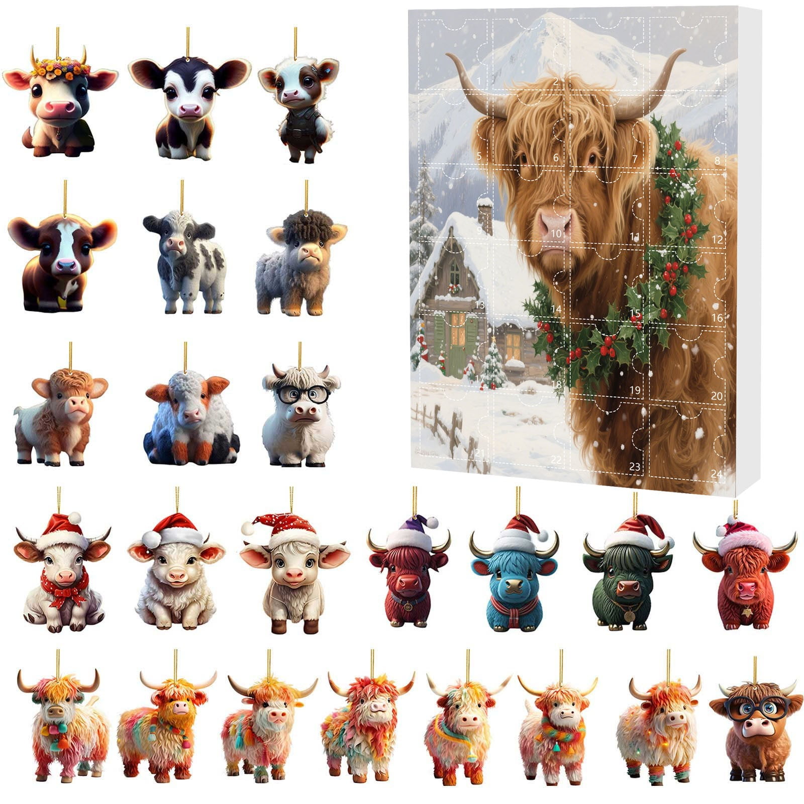 New Highland Cow Advent Calendar 2025, 24 Days Christmas Advent ...