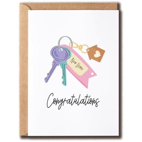 New Home Key Congratulations Card - House Warming Greeting Card - Funny ...