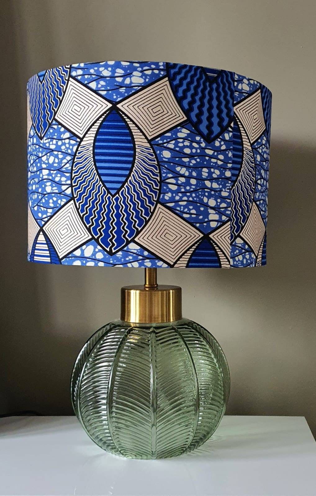 New Home gift, home decor, handmade pendant drum lampshade, ceiling or lamp base African wax ...