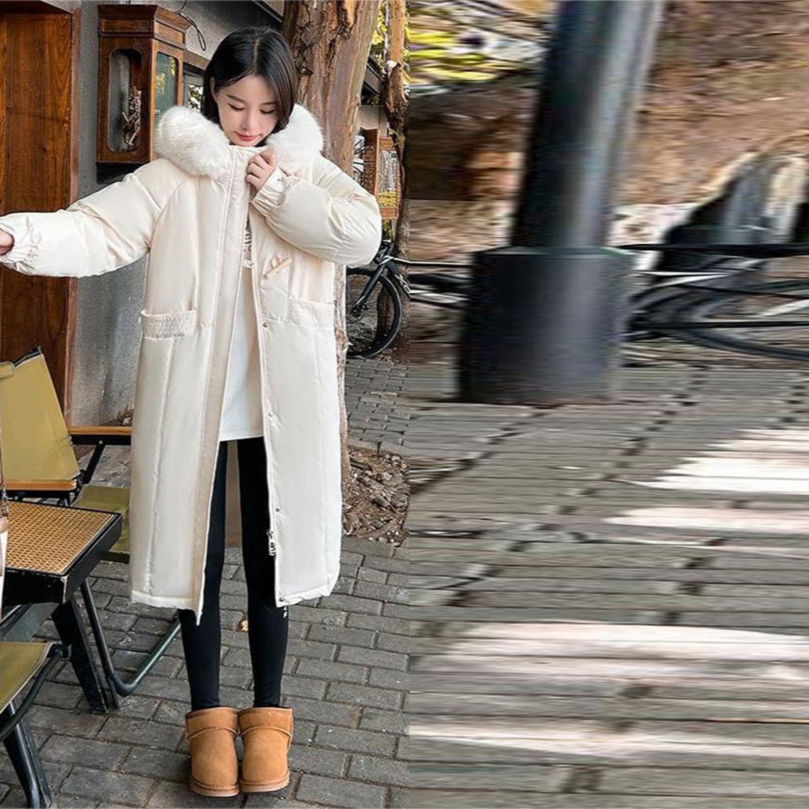New Horn Buckle Medium Long Over Knee Padded Jacket Thick Coat plus ...