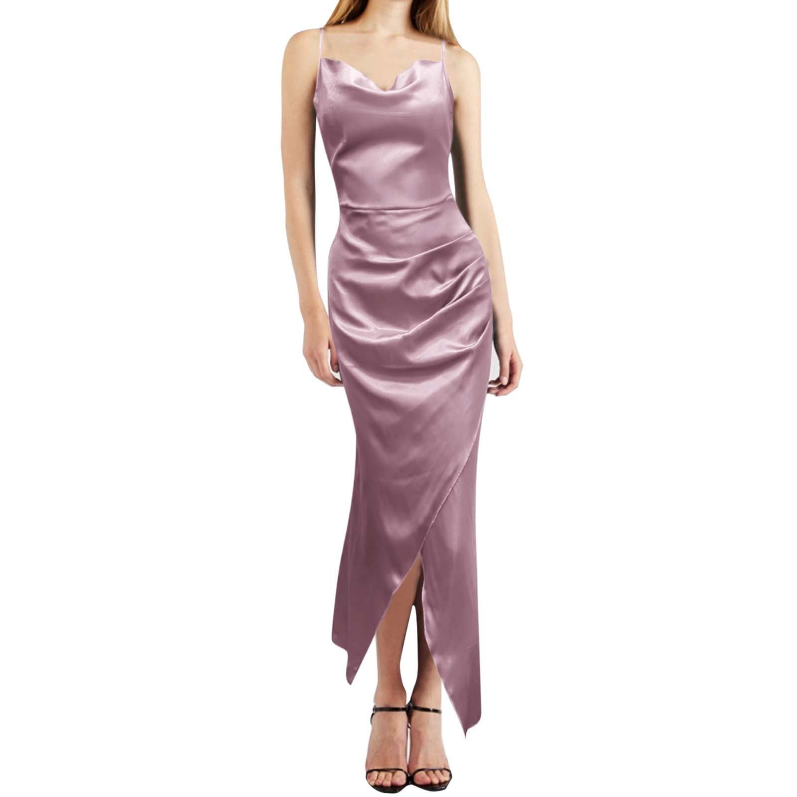 New Hot Girl Style Sexy Low Cut Satin Slit Suspender Slim Backless ...