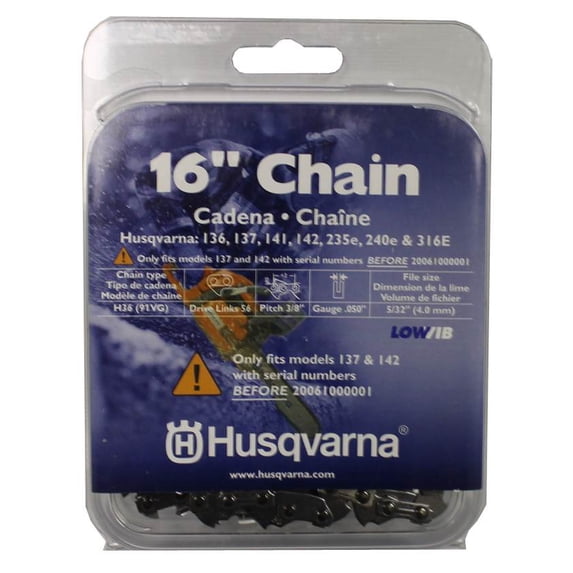 Husqvarna, Chainsaw Chain, 16" H36-56 3/8" .050 LowVib - Walmart.com