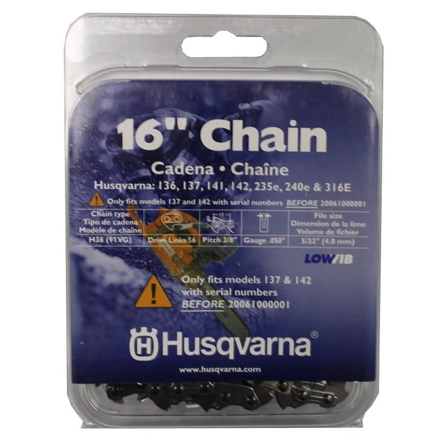 New Husqvarna 531300446 16" H36-56 (91VG) Chainsaw Chain 3/8" by .050 ...