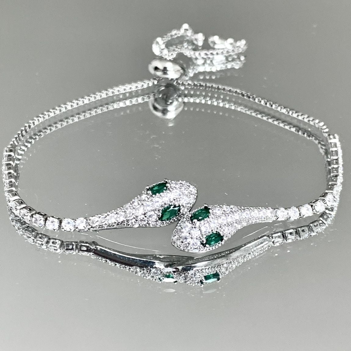 New Ice Blue Serpent Full Diamond Bracelet - Premium Pull-String Snake ...