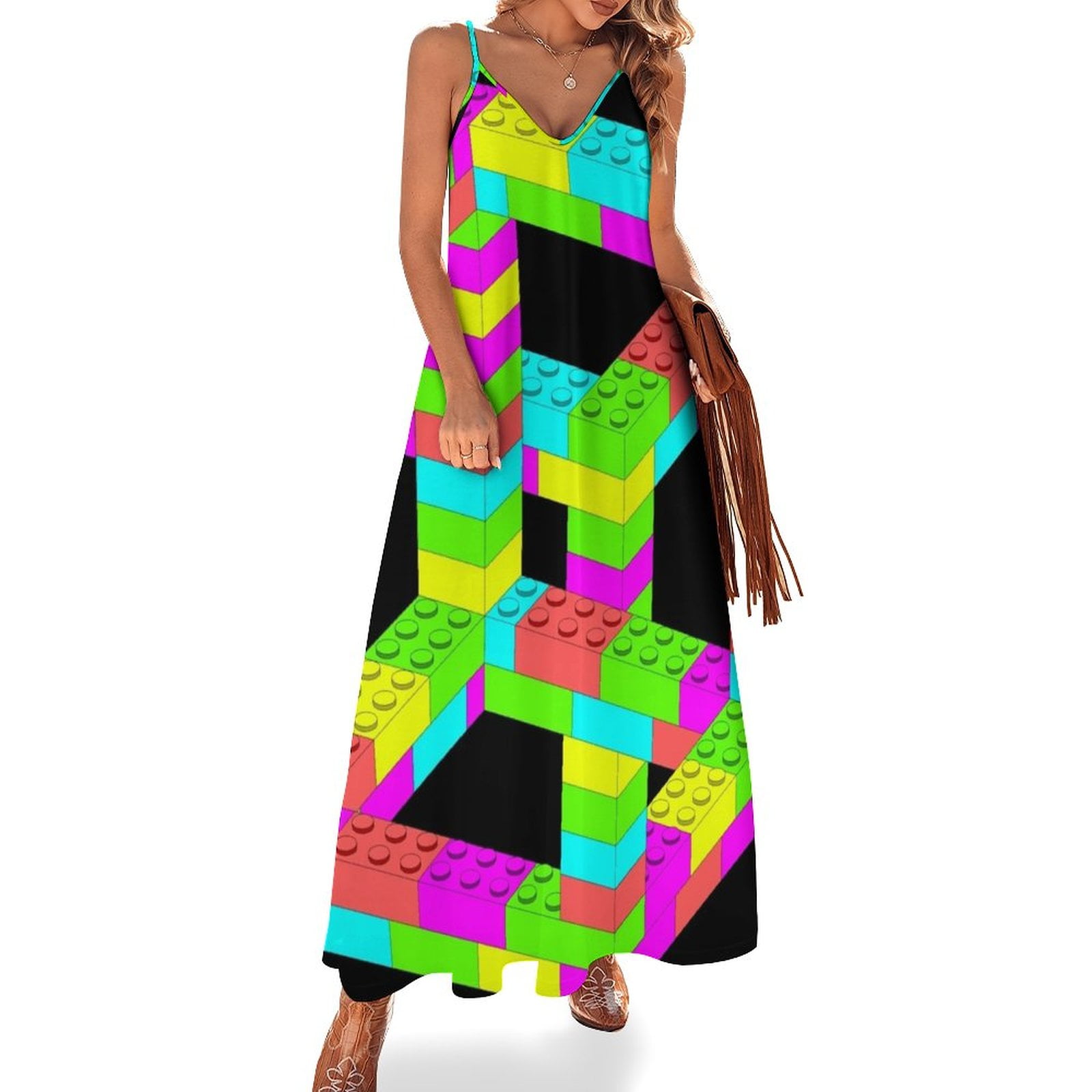 New Impossible Cute Bricks Neon Version Sleeveless Dress elegant dress ...
