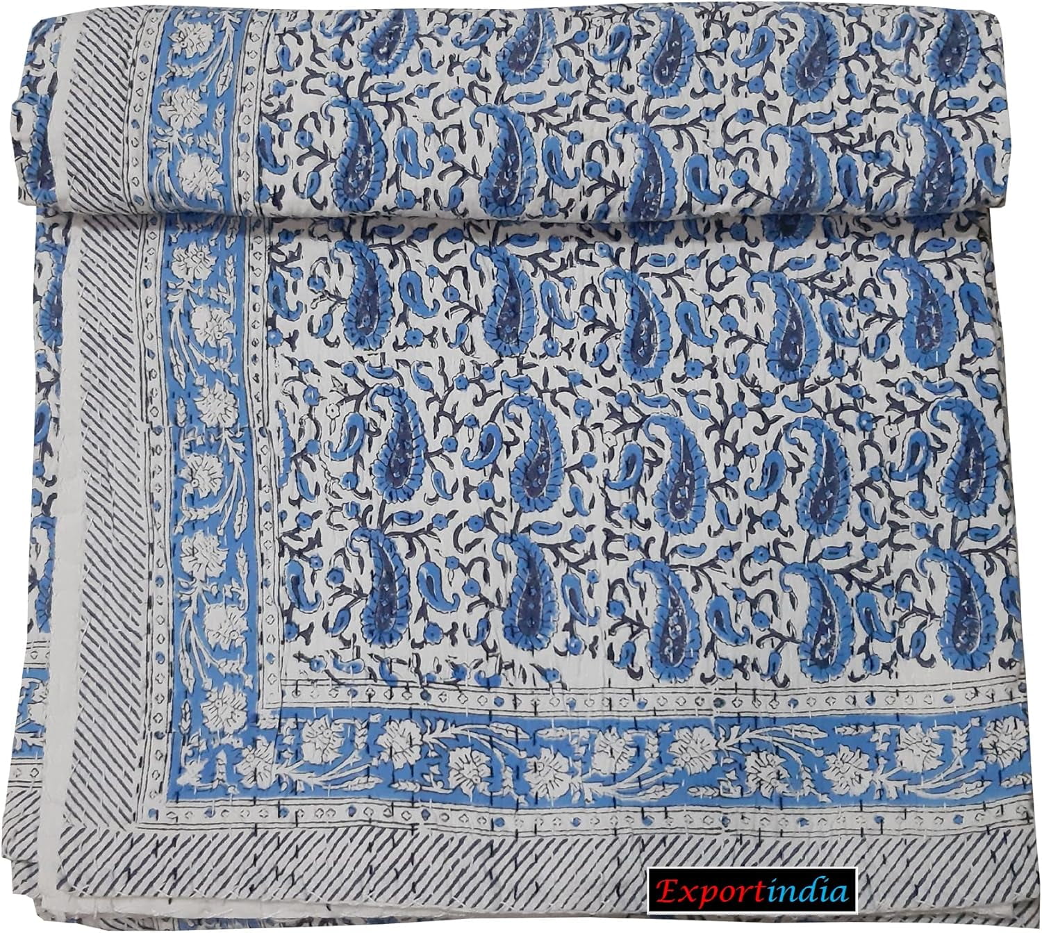 New Indian Hand Made Kantha Quilt King Queen Size Hand Block Print ...