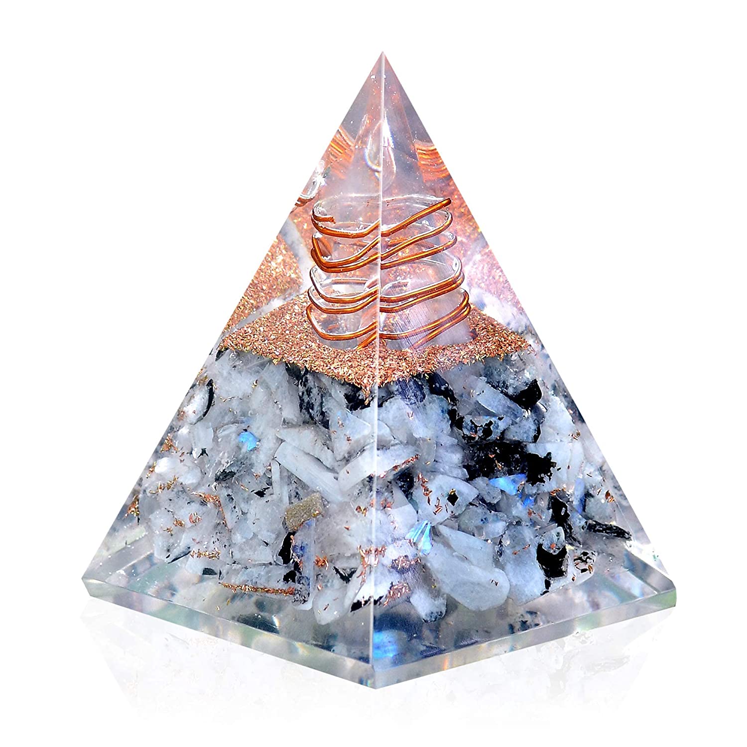 New Inspirational Orgonite Pyramid for Positivity | Rainbow Moonstone ...